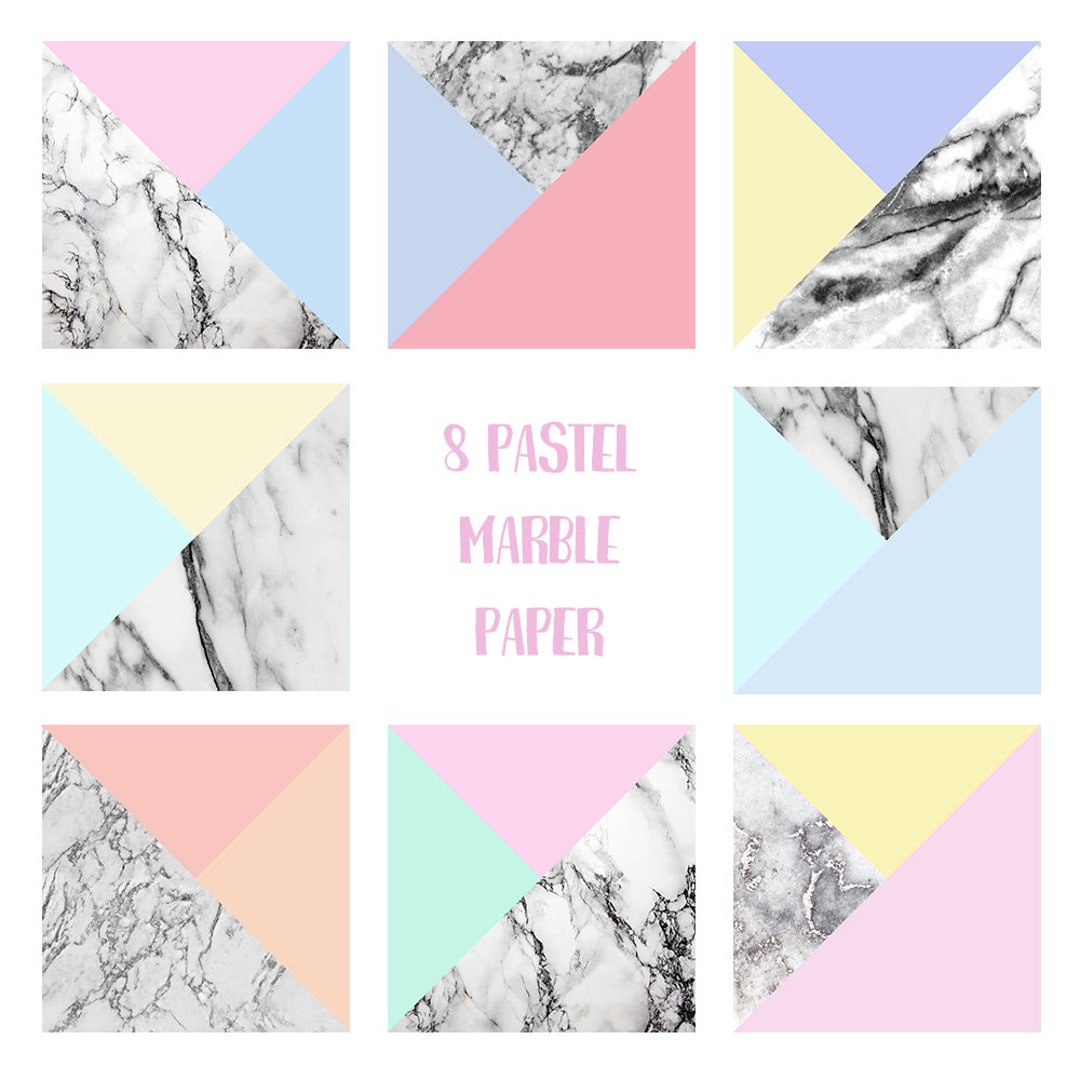 Pastel Marble Digital Paper Pack, White Granite Backgrounds (digital ...