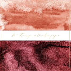 Orange Watercolor Digital Paper, Brown Background, Boho Watercolor ...