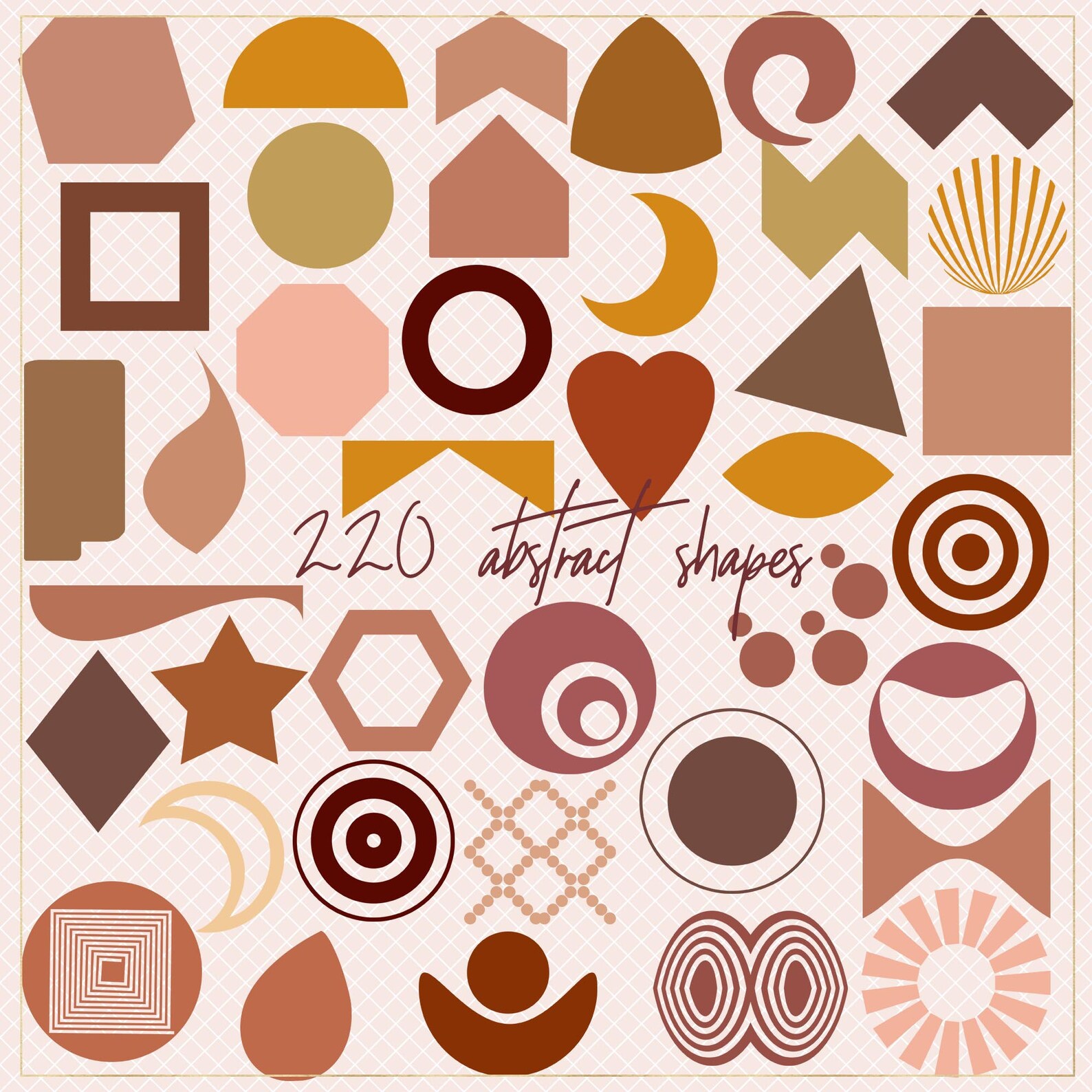 Abstract Shapes Clipart Modern Terracotta Elements Boho Clip - Etsy