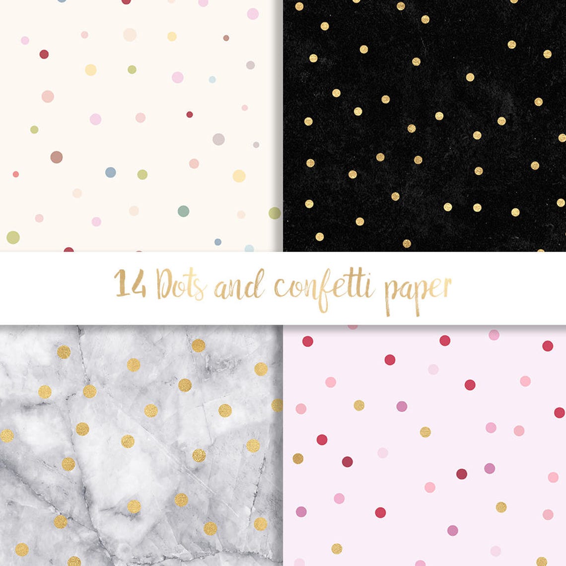 Dots and Confetti Digital Paper 14 Dots Paper Dots Digital - Etsy