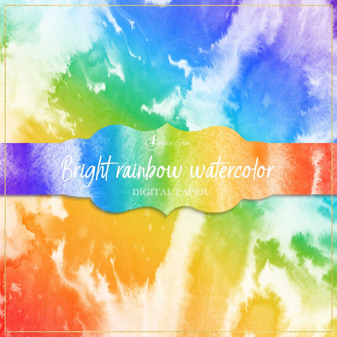 Bright Rainbow Watercolor Digital Paper Watercolour Texture | Etsy