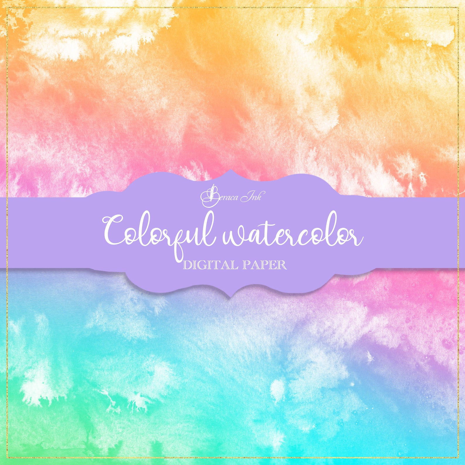 Colorful Watercolor Digital Paper Rainbow Wallpaper Gradient | Etsy
