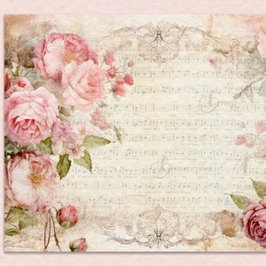 Vintage Roses Journal Pages, Printable Digital Pages, Pink Floral ...