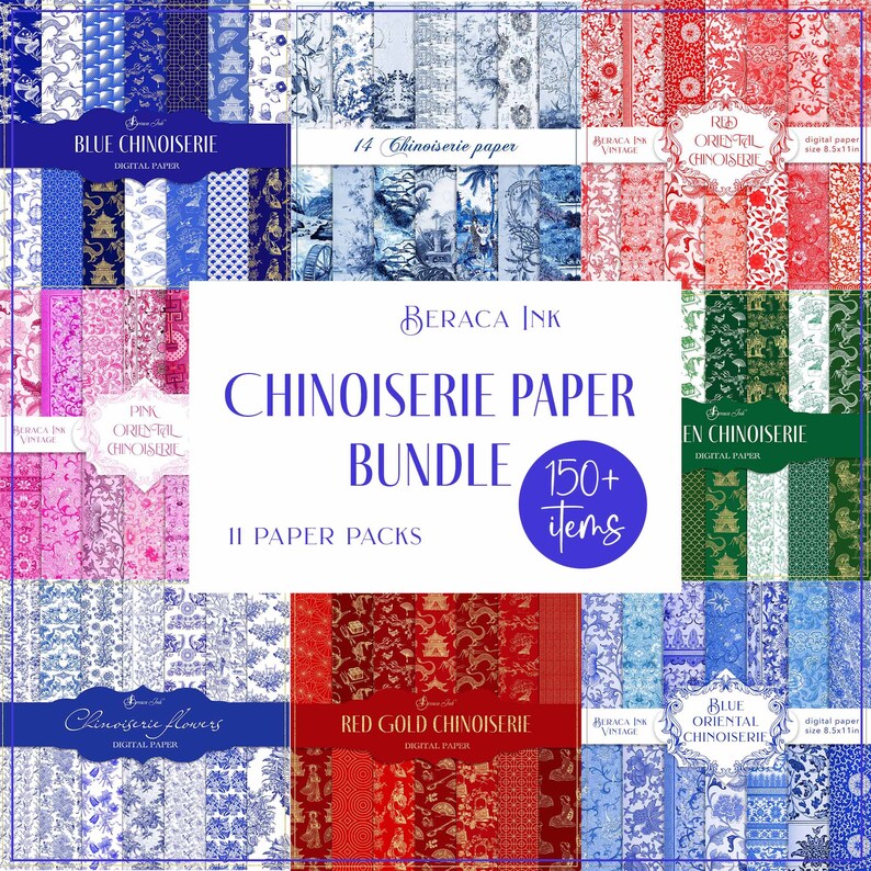 Red Chinoiserie Digital Paper Seamless Pattern Asian - Etsy