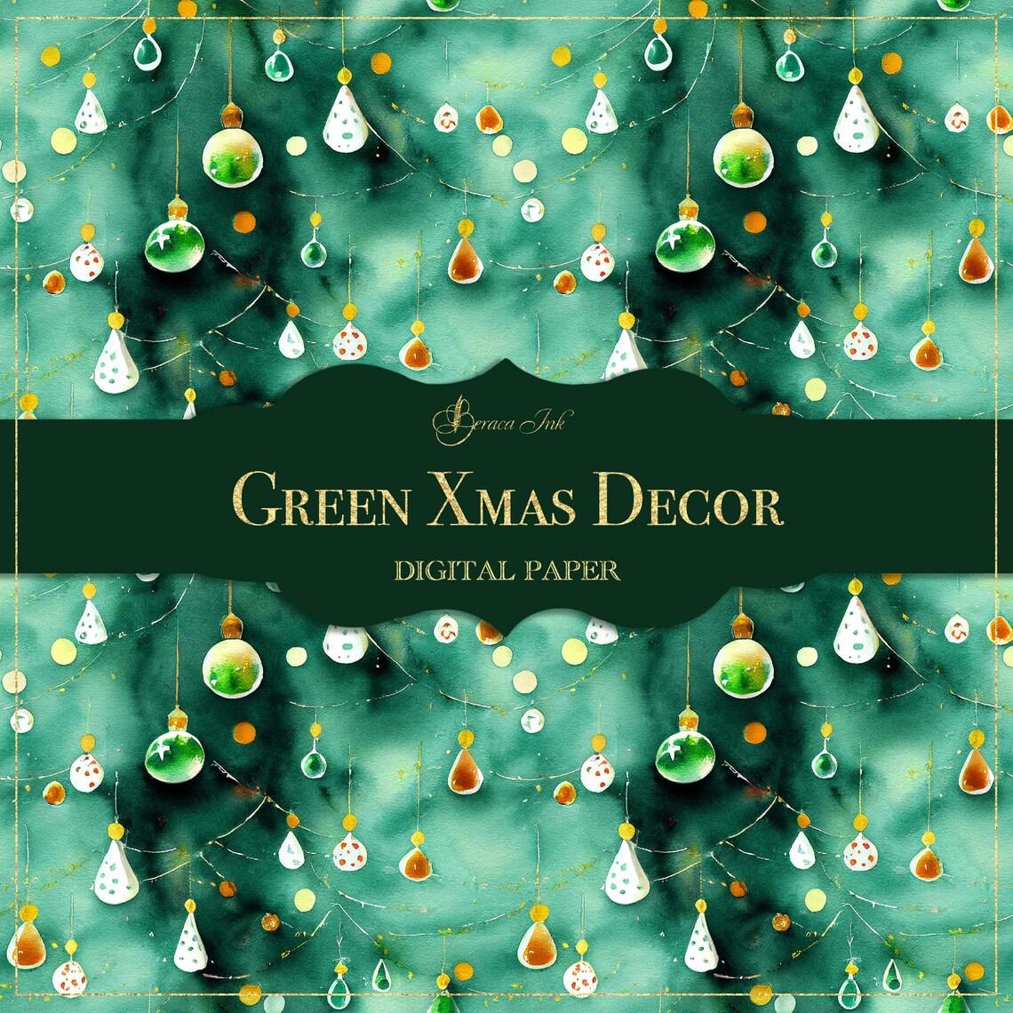 Green Xmas Decor Digital Paper Seamless Pattern Christmas - Etsy