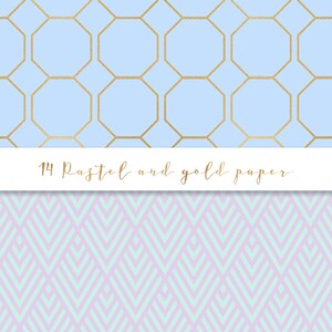Pastel Digital Paper, Pastel Gold Digital Paper, Pastel Blue Paper ...