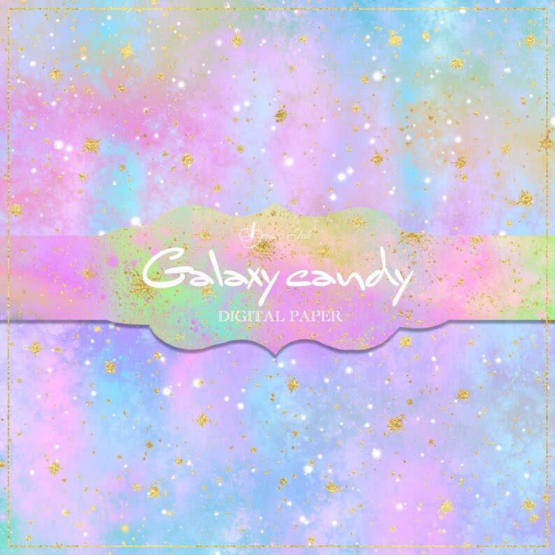 Galaxy Candy Digital Paper Stars Pattern Rainbow Galaxy - Etsy