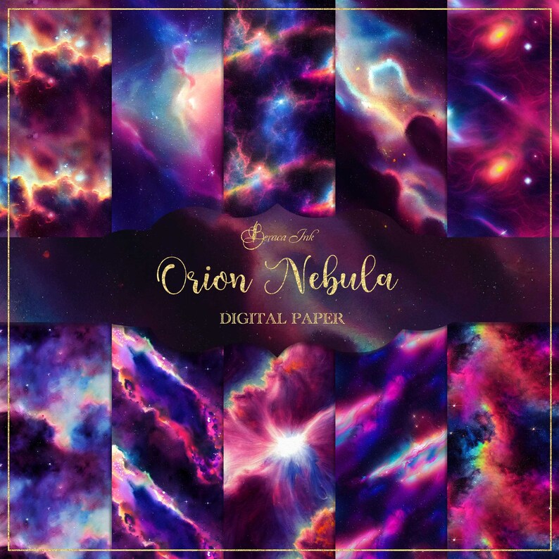 Orion Nebula Digital Paper, Seamless Galaxy Pattern, Galaxy Background ...