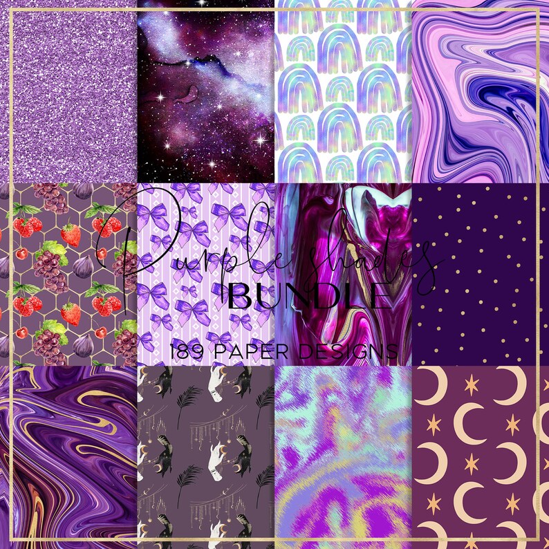Purple Shades BUNDLE Digital Paper Purple Wallpaper Galaxy - Etsy