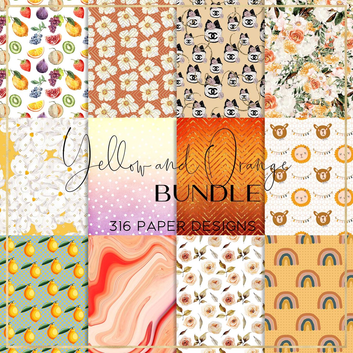 Yellow and Orange BUNDLE Digital Paper Yellow Wallpaper - Etsy