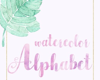 Pink Watercolor Alphabet, Pink Letters, Pink Font, Letters Clipart ...