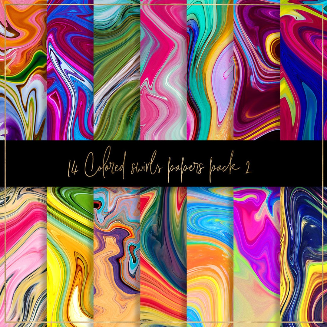 Colored Swirls Digital Paper, Liquid Marble Paper, Scrapbooking Pattern ...