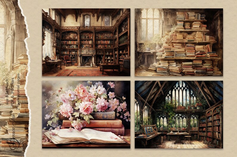 Library Pages Journal Pages, Printable Library Journal, Dark Academia ...