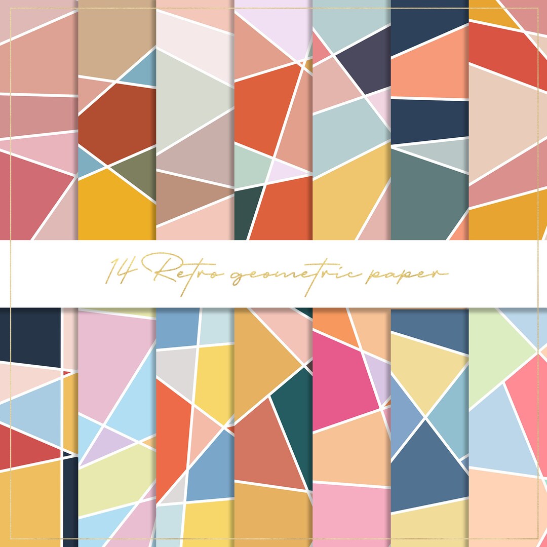 Retro Geometric Digital Paper, Retro Background, Geometric Pattern ...