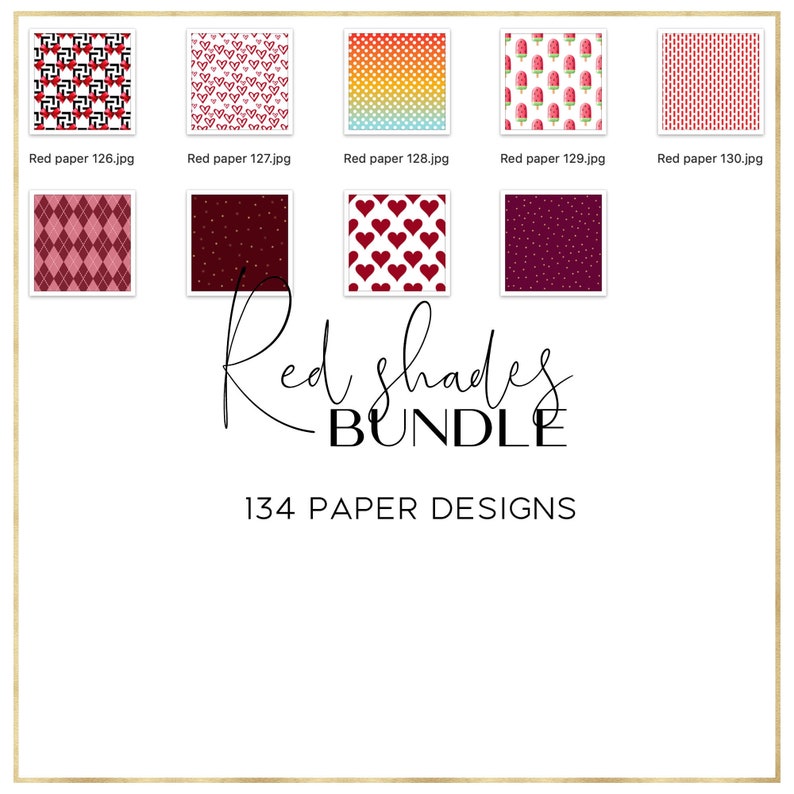 Red Shades BUNDLE Digital Paper, Valentine Day Paper, Red Wallpaper ...
