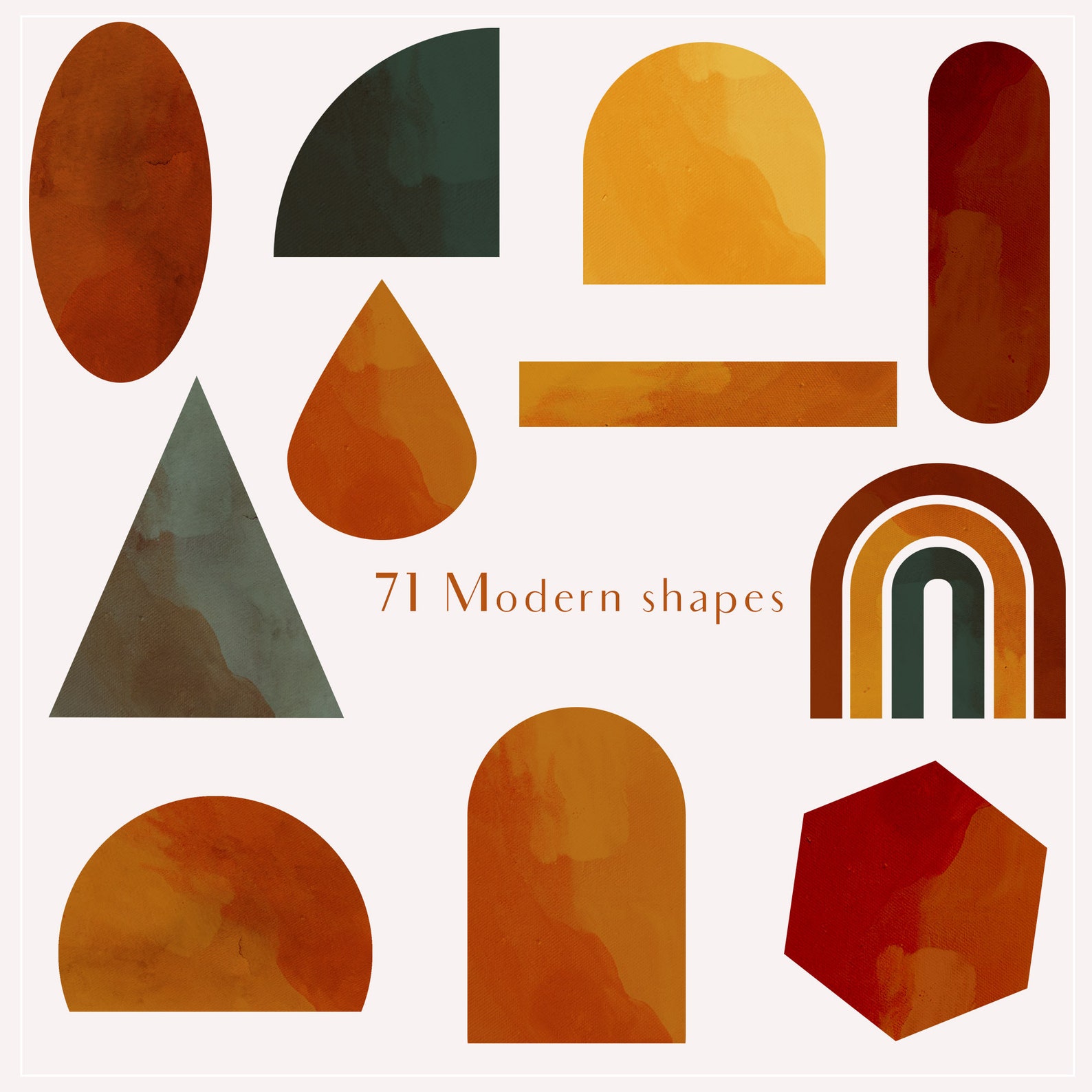 71 Modern Shapes Clipart Geometric Clip Art Terracotta - Etsy