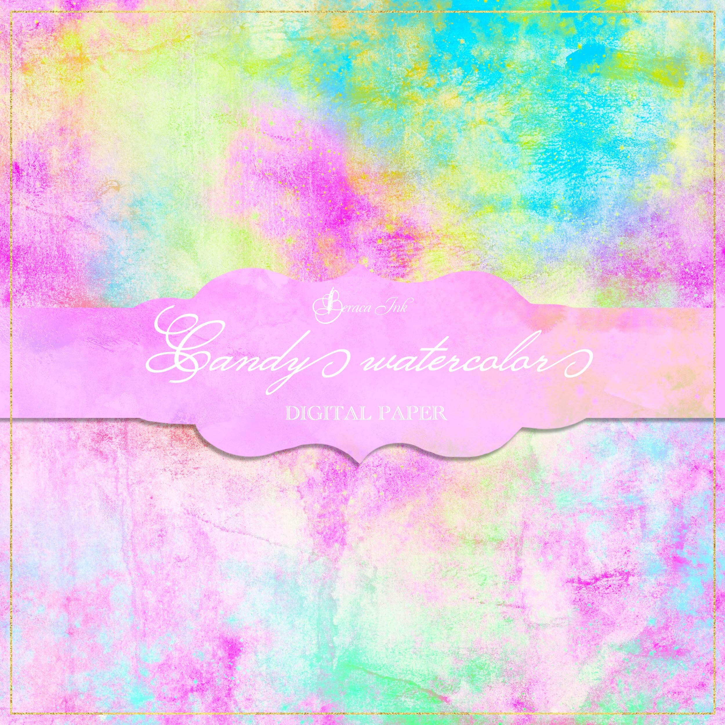 Candy Watercolor Digital Paper Rainbow Colors Watercolor - Etsy