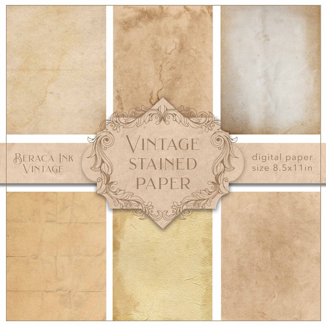 Vintage Stained Digital Paper Antique Paper Distressed - Etsy