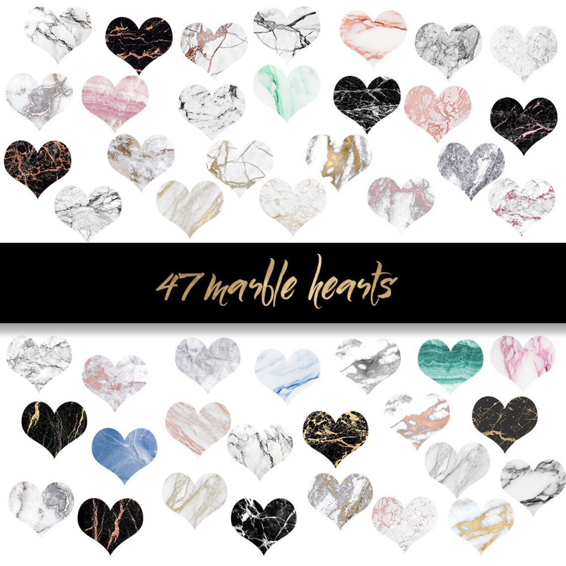 Marble hearts clipart White marble hearts Marble paper Gold | Etsy