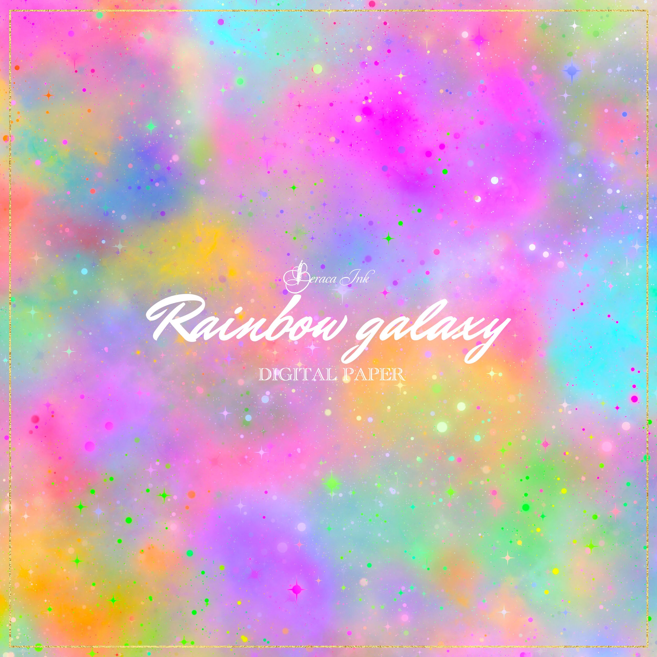 Rainbow Galaxy Digital Paper, Stars Pattern, Pink Galaxy Paper, Cosmos ...