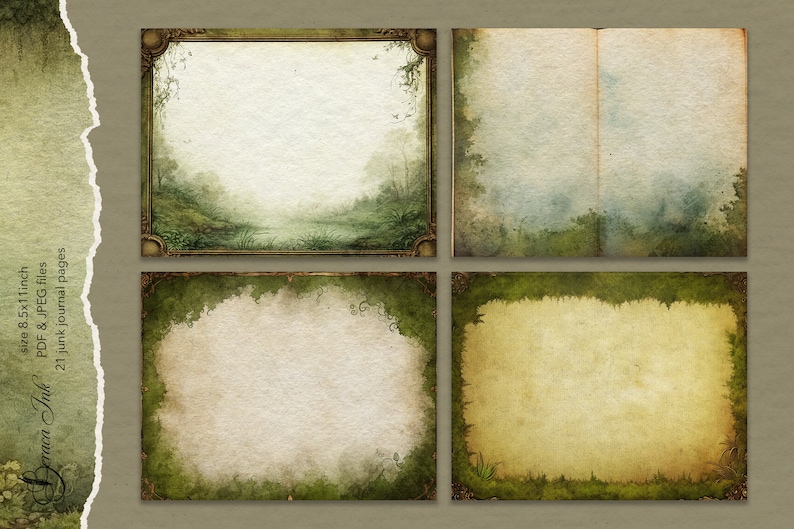Moss Journal Pages, Digital Journal Pages, Printable Sheet, Vintage ...