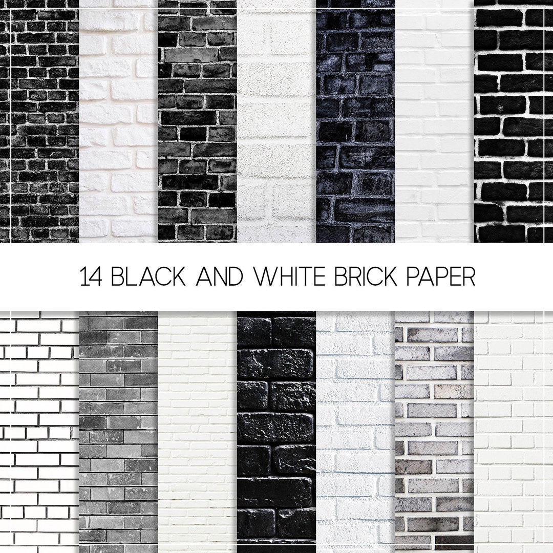 Black and White Brick Digital Paper, Brick Background, Distressed Brick ...