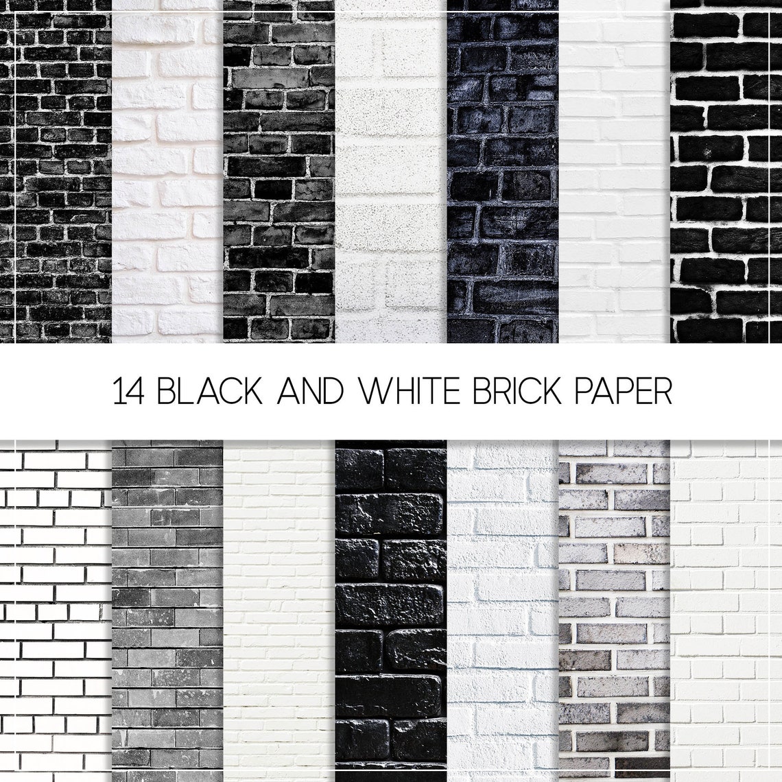 Black and White Brick Digital Paper Brick Background - Etsy Canada