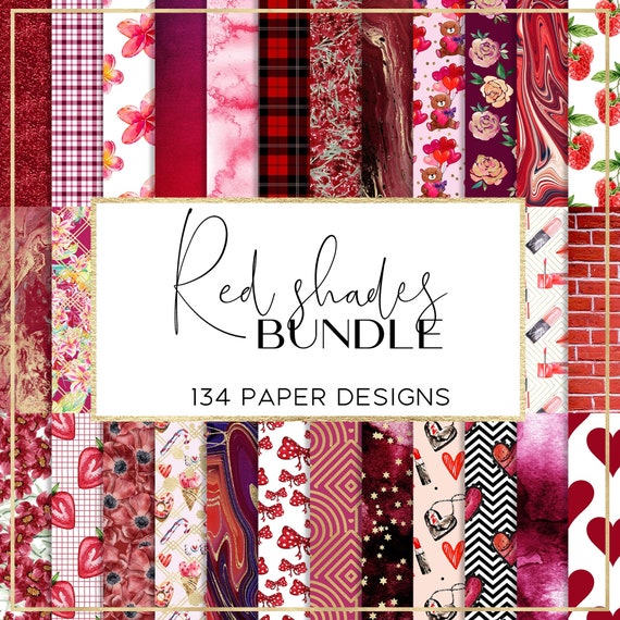 Red Shades BUNDLE Digital Paper Valentine Day Paper Red | Etsy