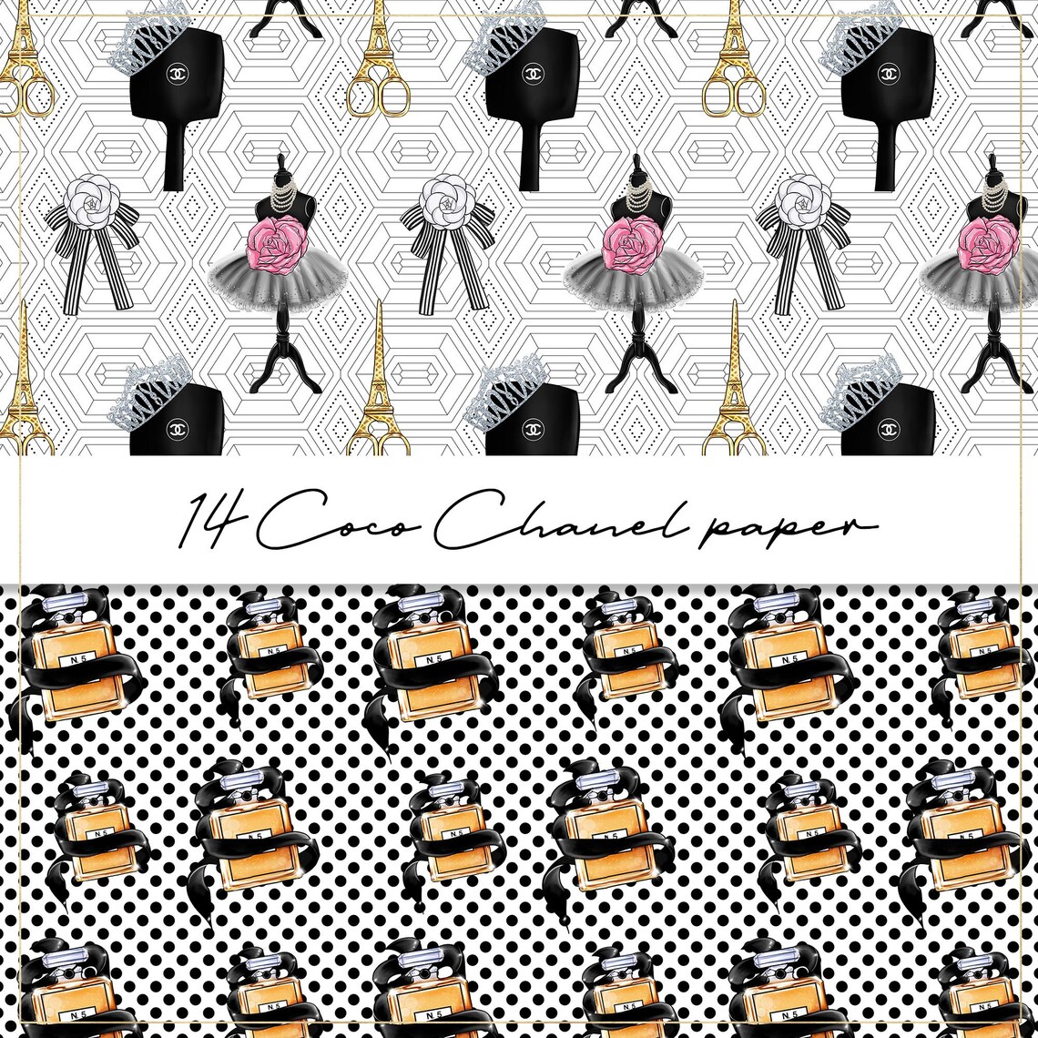 Coco Chanel digital paper fashion seamless pattern chanel | Etsy