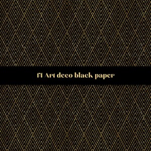 Art Deco Black Digital Paper, Seamless Paper, Gold Art Deco, Gold ...