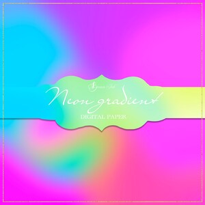 Neon Gradient Digital Paper, Gradient Pattern, Rainbow Ombre, Neon ...