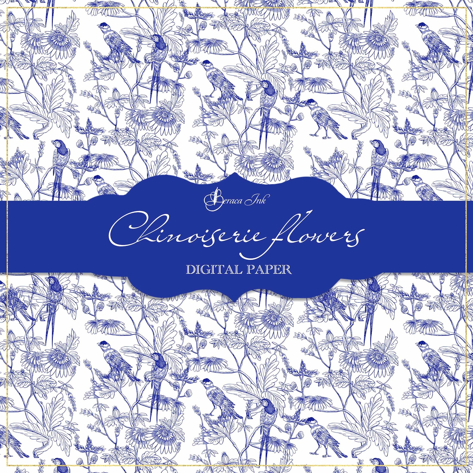 Chinoiserie Flowers Digital Paper Seamless Pattern Asian - Etsy