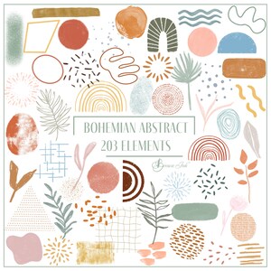 203 Bohemian Abstract Clipart, Boho Clip Art, Modern Elements ...