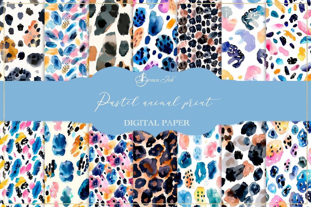 Pastel Animal Print Digital Paper, Pink Animal Print Seamless Pattern ...