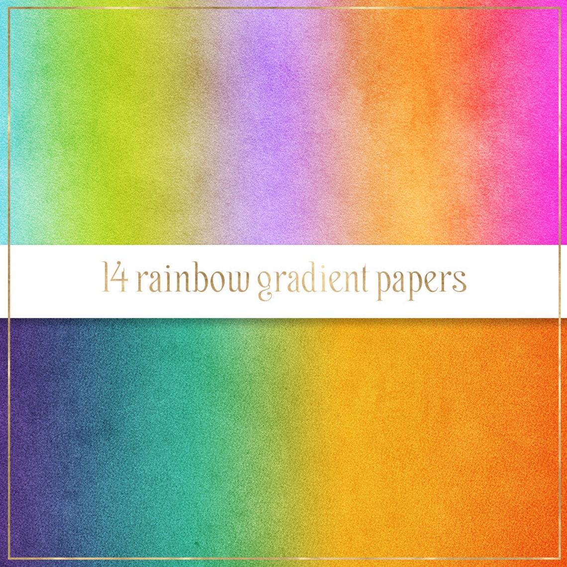 Rainbow Gradient Digital Paper, Rainbow Ombre Digital Paper, Gradient ...