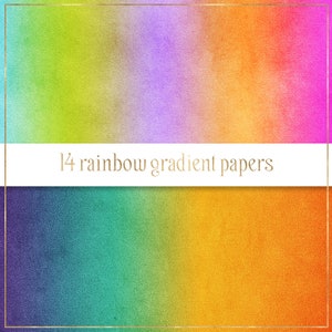 Rainbow Gradient Digital Paper, Rainbow Ombre Digital Paper, Gradient ...