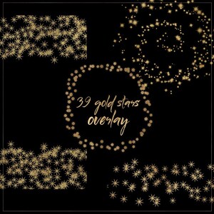 Gold Stars Clipart, Gold Star Overlay, Gold Glitter Stars, Starry Night ...