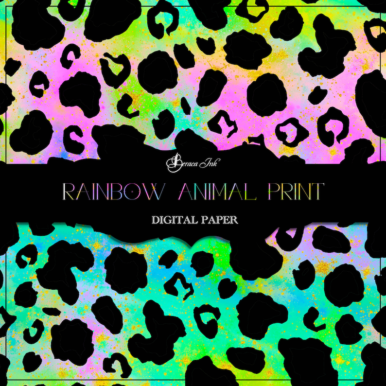 Rainbow Animal Print Digital Paper Seamless Pattern Leopard - Etsy