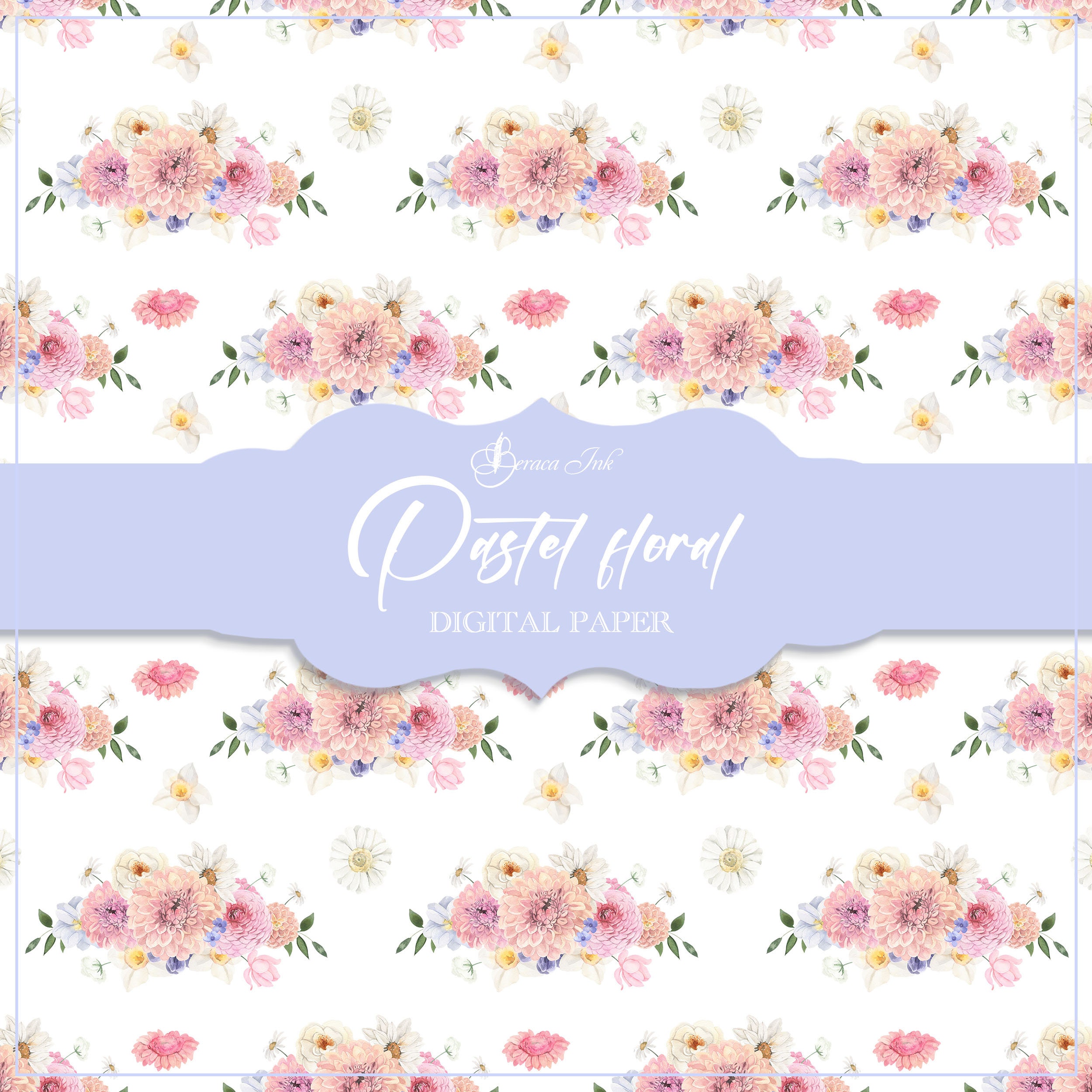 Pastel Floral Digital Paper Seamless Pattern Bohemian - Etsy