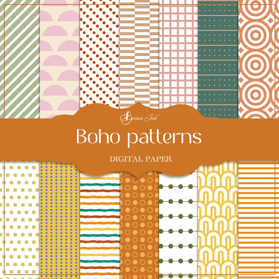 Boho Patterns Digital Paper, Seamless Pattern, Bohemian Paper, Repeat ...
