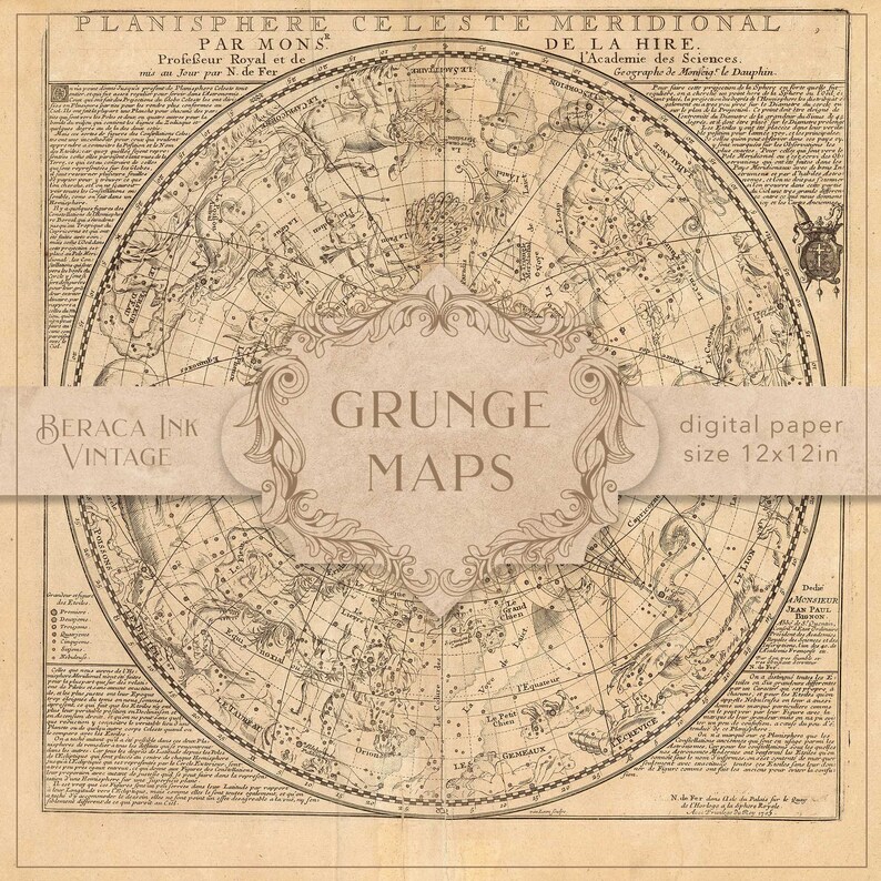 Grunge Maps Digital Paper, Old Maps Paper, Junk Journal, Ephemera Paper ...