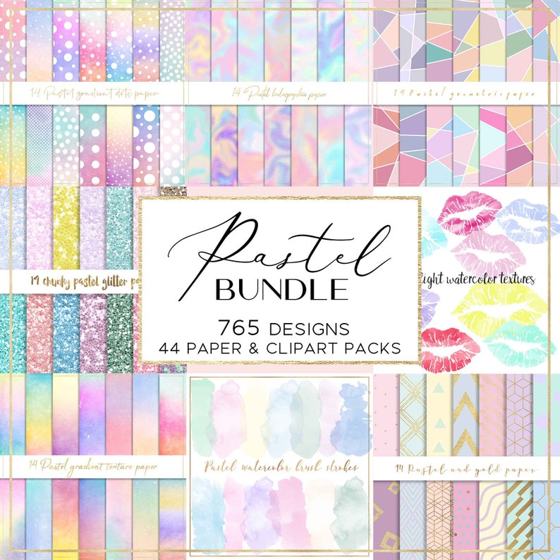 Pastel BUNDLE Digital Paper Pastel Flowers Pastel Paper - Etsy