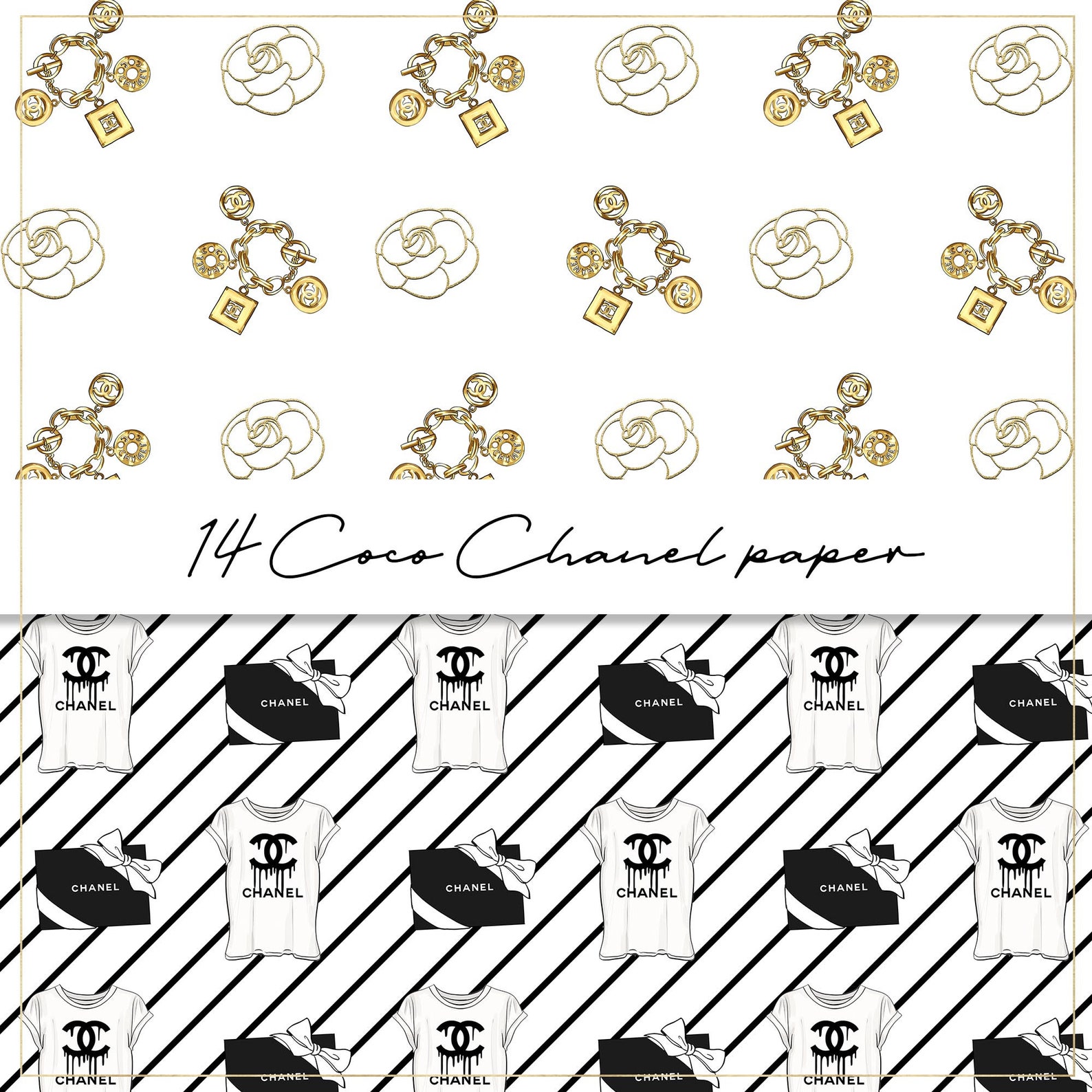 Coco Chanel digital paper fashion seamless pattern chanel | Etsy