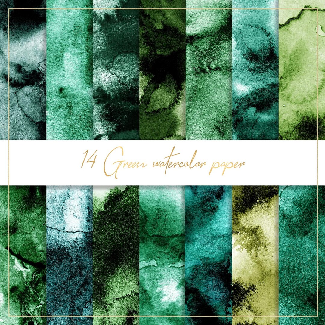 Emerald Green Watercolor Digital Paper, Emerald Background, Watercolor ...