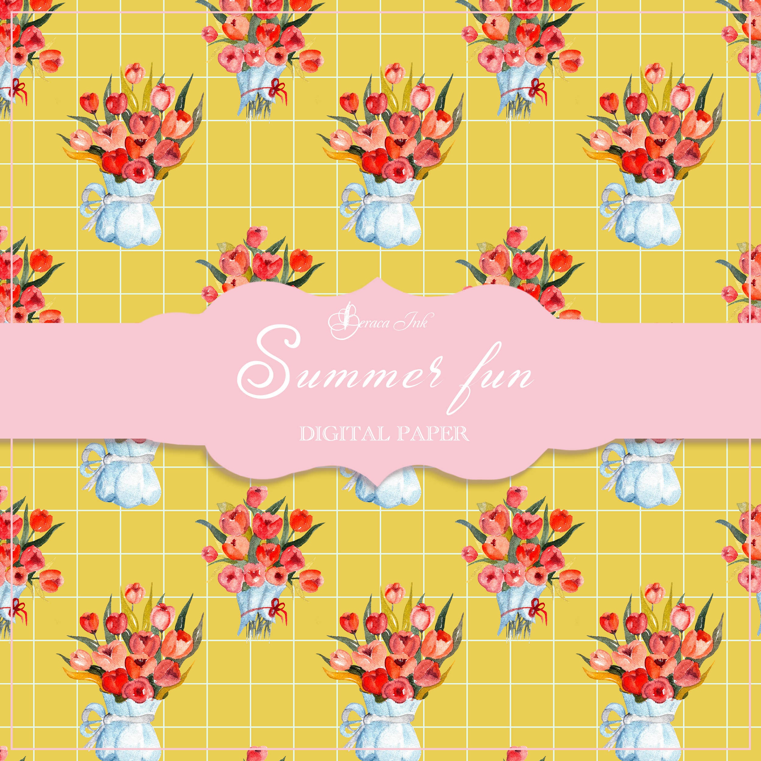 Summer Fun Digital Paper Seamless Pattern Watercolor Summer - Etsy