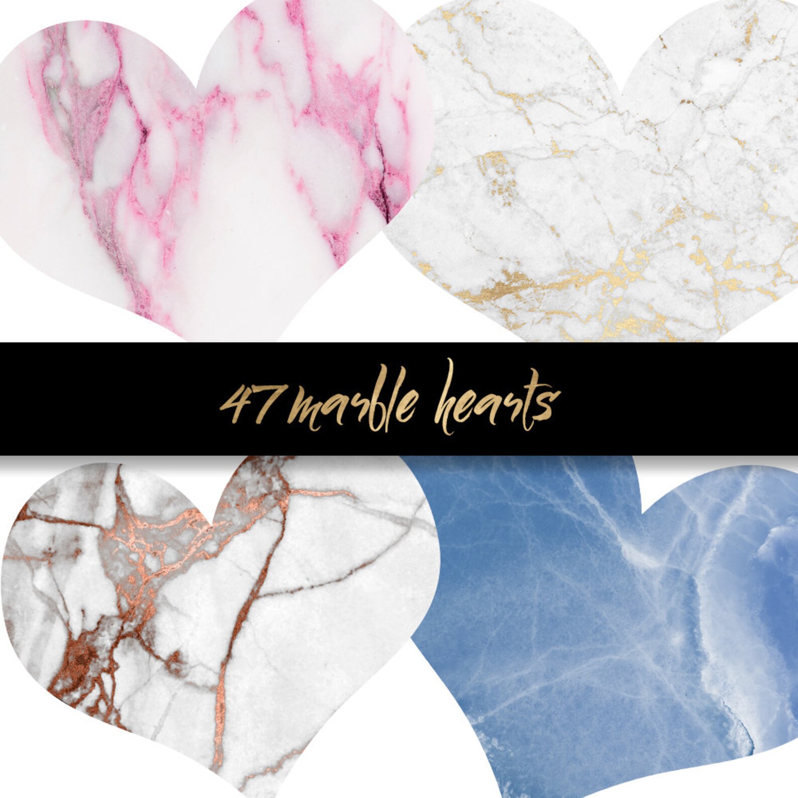 Marble hearts clipart White marble hearts Marble paper Gold | Etsy