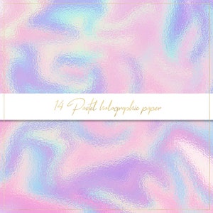 Pastel Holographic Digital Paper, Pastel Iridescent Paper, Unicorn ...