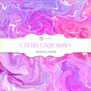 Cotton Candy Swirls Digital Paper, Marble Pattern, Pastel Background ...