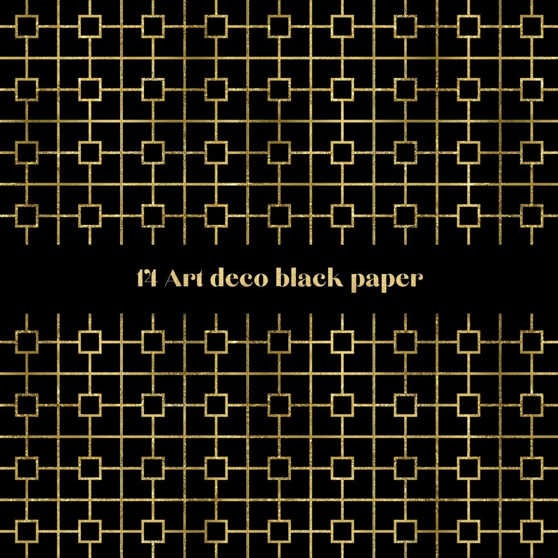 Art Deco Black Digital Paper Seamless Paper Gold Art Deco - Etsy
