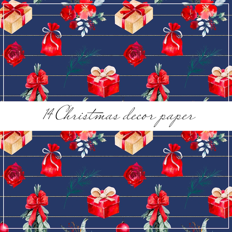 Christmas Decor Digital Paper Seamless Floral Pattern - Etsy